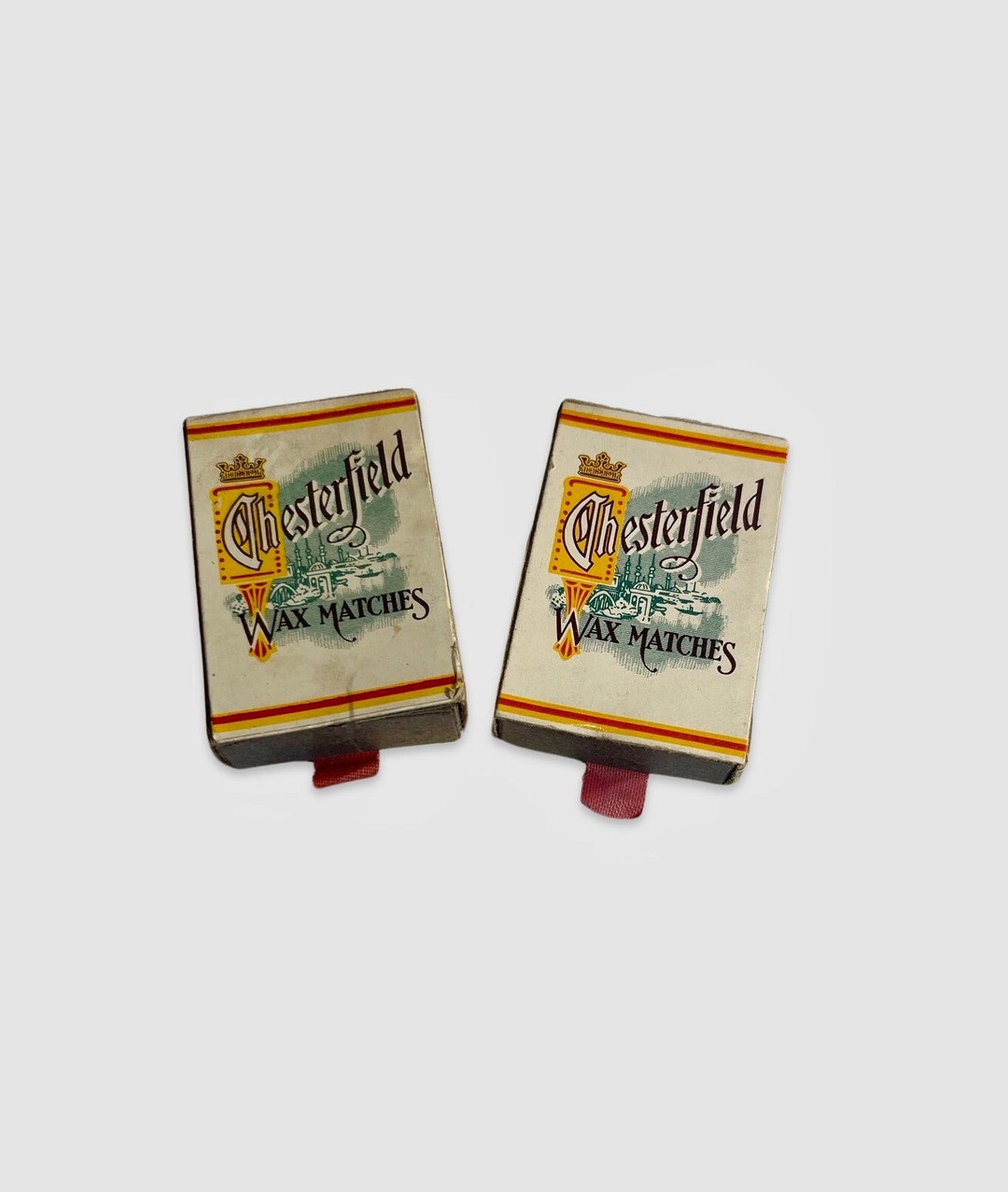 Pair of Vintage 1930s Chesterfield Cigarette Wax Matches, Industrial ...