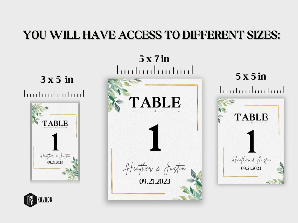 Editable Eucalyptus Wedding Table Number Template, INSTANT Download ...