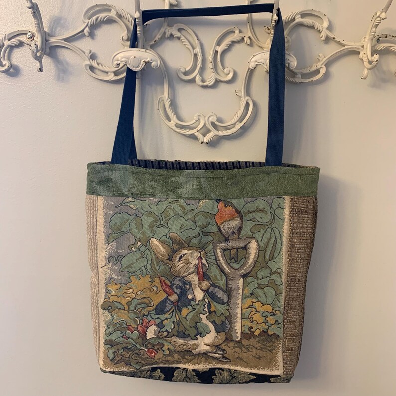 Handmade Bunny Tote Bag Ooak Upcycled Thrifted Beatrix Potter Peter ...