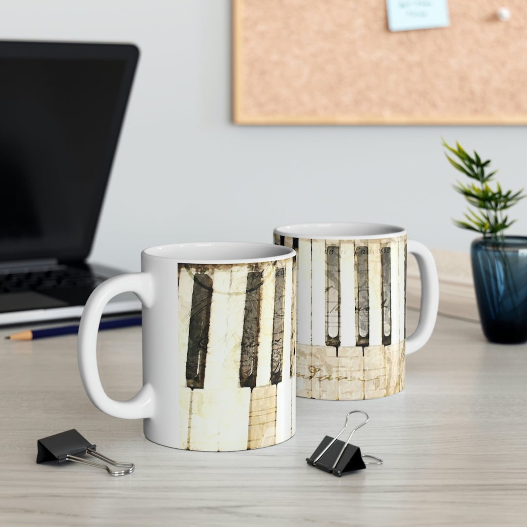 Vintage Piano Keys Mug Piano Lover Mug for Pianist Piano Music Mug for ...