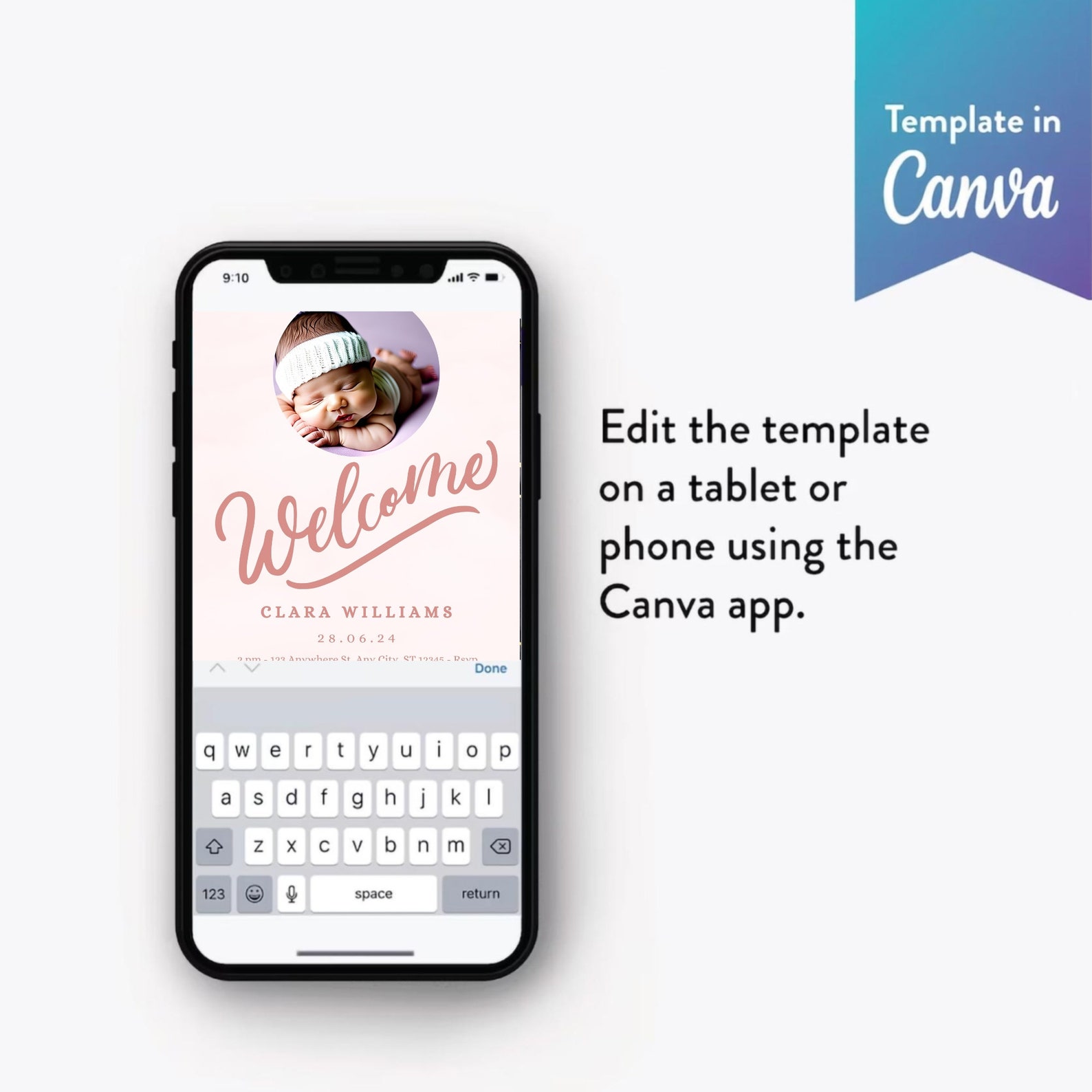 Welcome Baby Invitation Templateeditable - Etsy