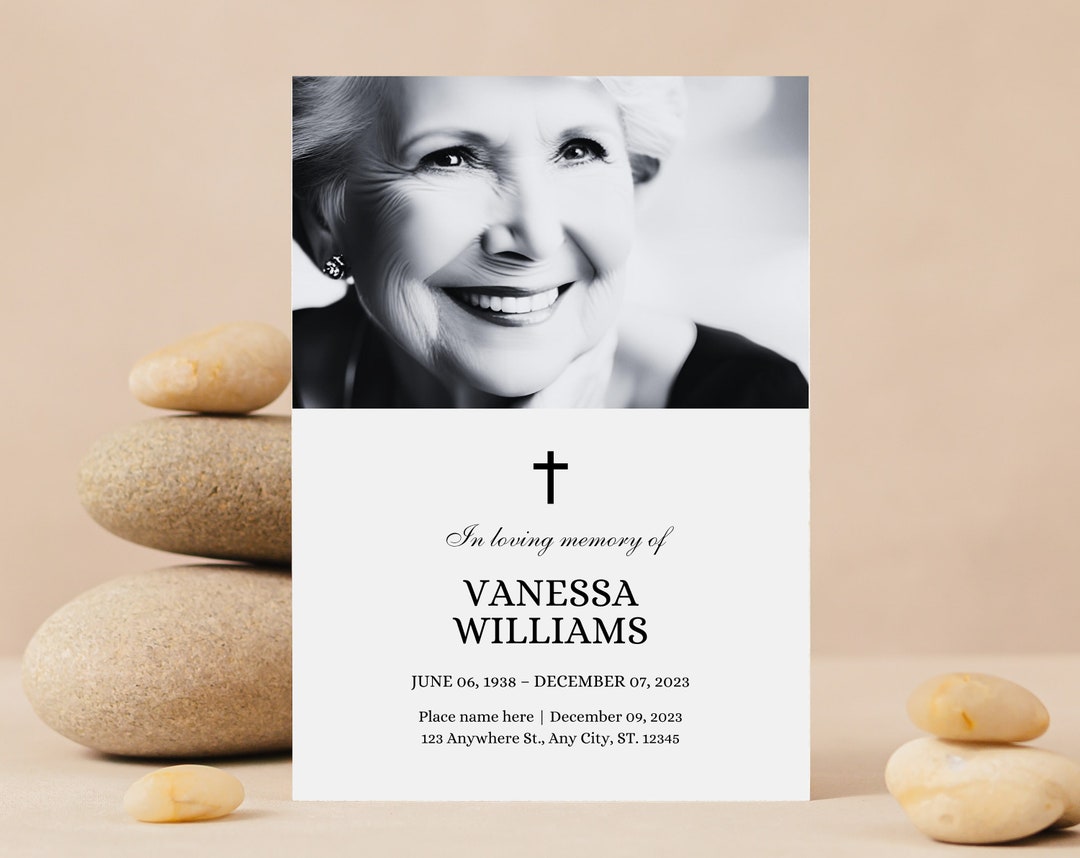 Digital Funeral Invitation Template Funeral E-invite With Photo ...