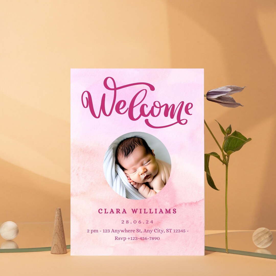 Welcome Baby Invitation Template,editable Invitation,electronic Invite ...
