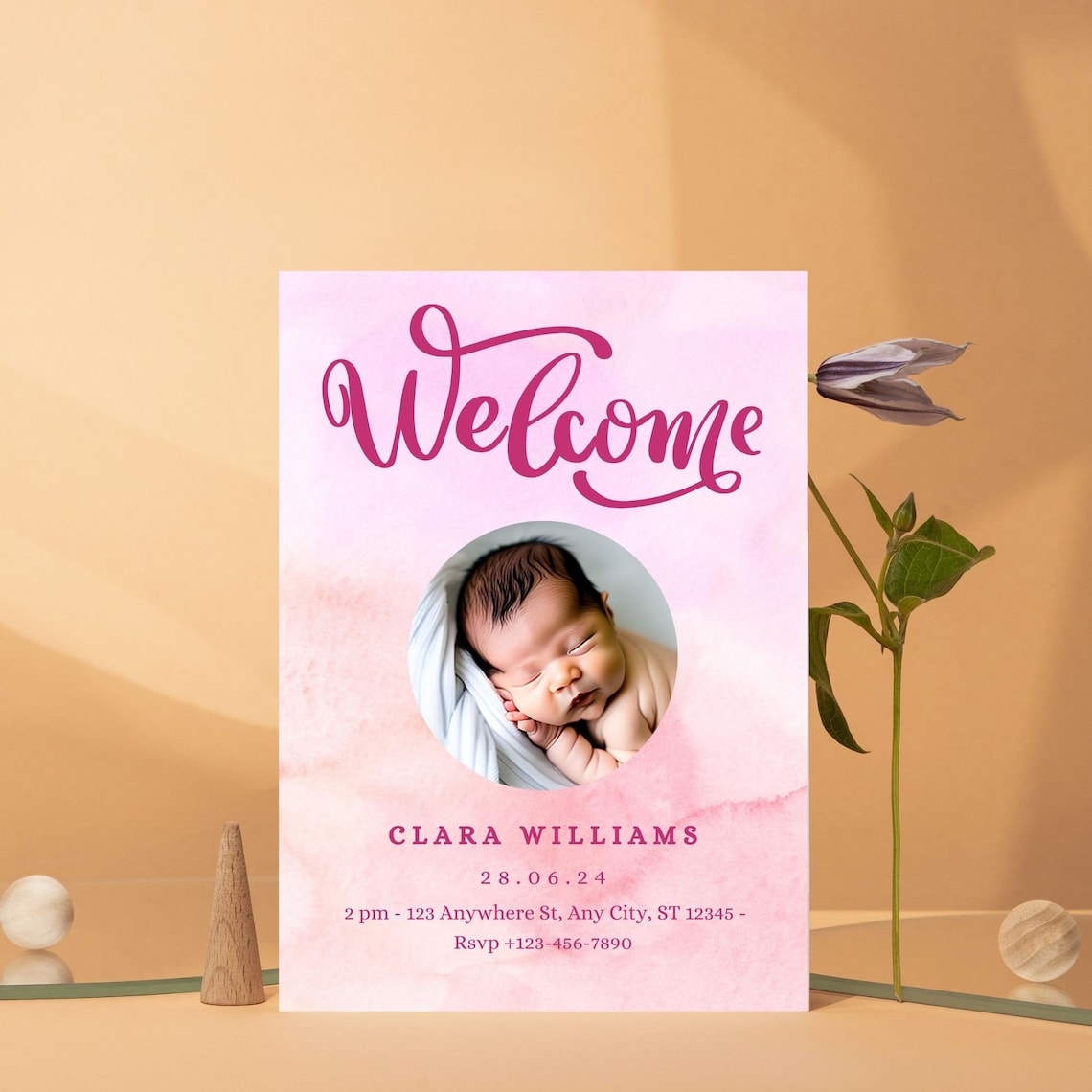 Welcome Baby Invitation Template,editable Invitation,electronic Invite ...