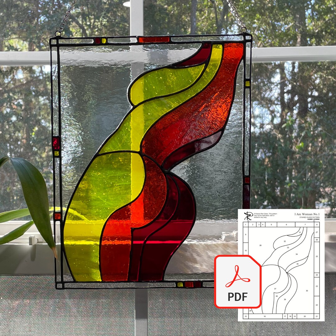 Stained Glass Pattern I Am Woman No.1 Stained Glass Pattern - Etsy