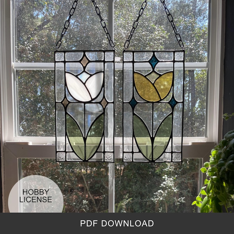 Traditional Tulip Stained Glass Pattern - Hobby License - Etsy