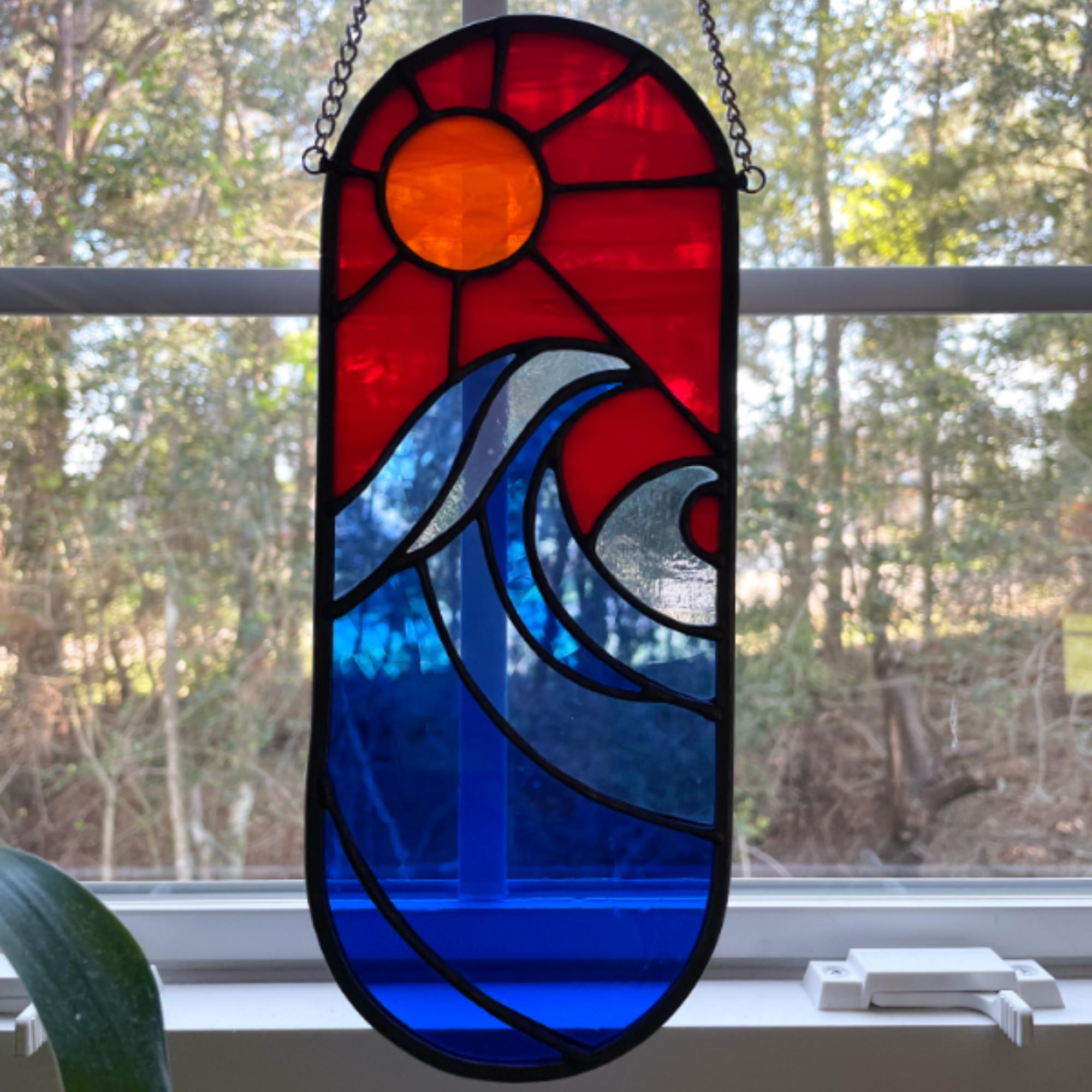 Modern Beach Stained Glass Pattern - Etsy