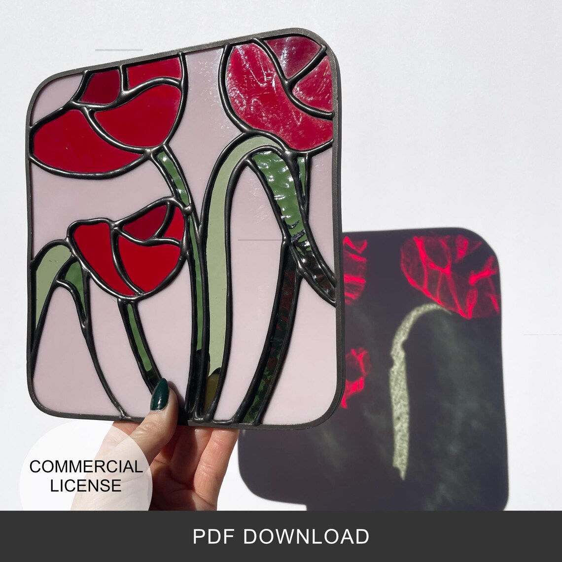 Modern Spring Flowers Stained Glass Pattern - Commercial Pattern - Etsy