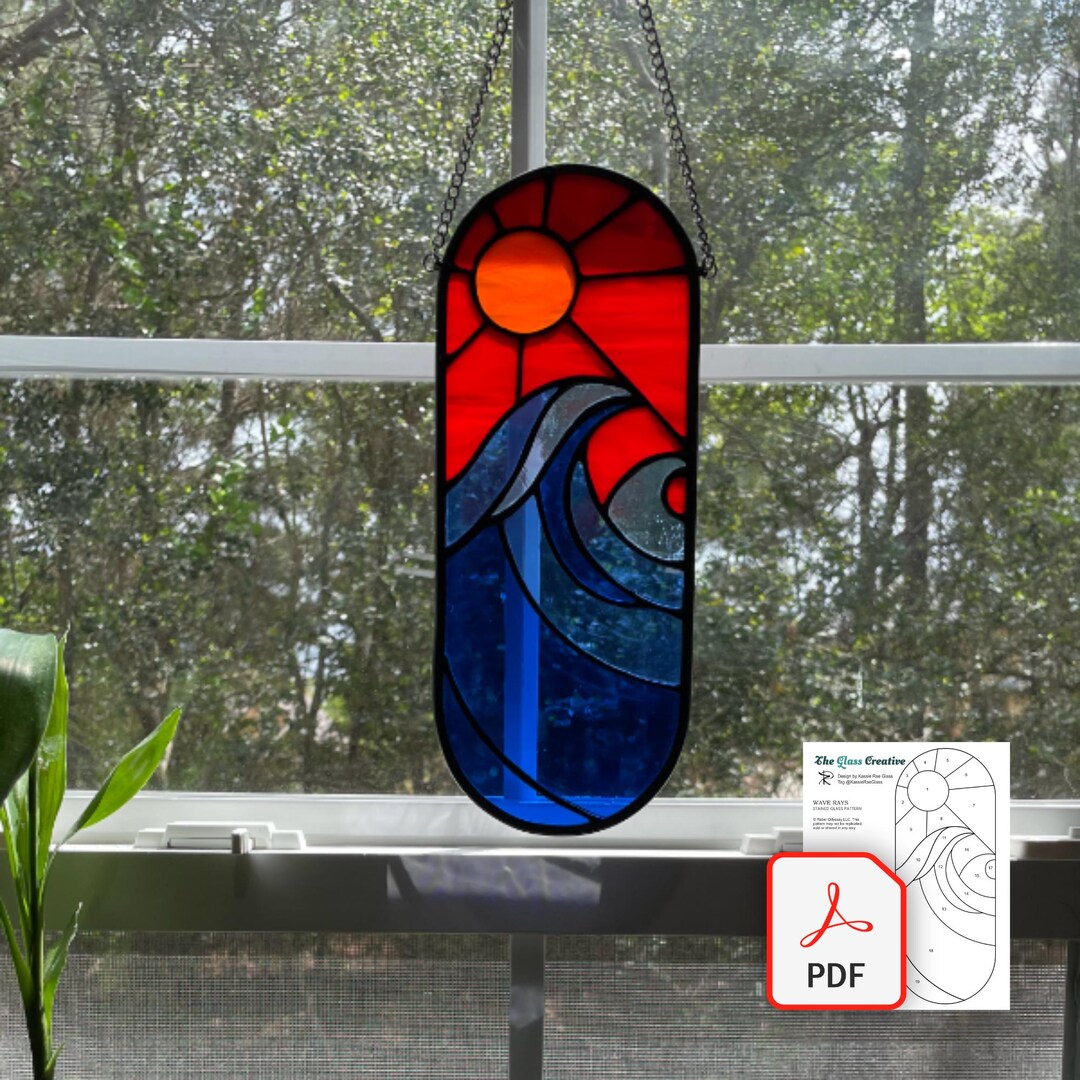 Modern Beach Stained Glass Pattern - Etsy