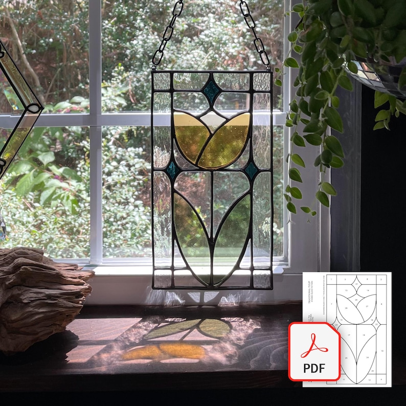 Traditional Tulip Stained Glass Pattern - Commercial License - Etsy