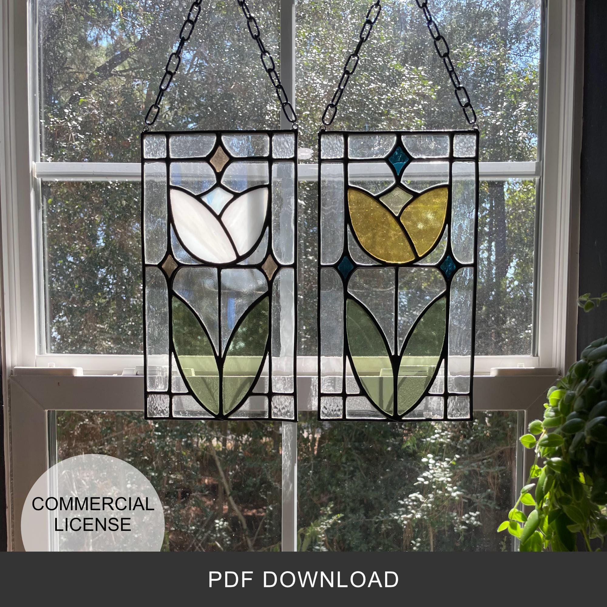 Traditional Tulip Stained Glass Pattern - Commercial License - Etsy