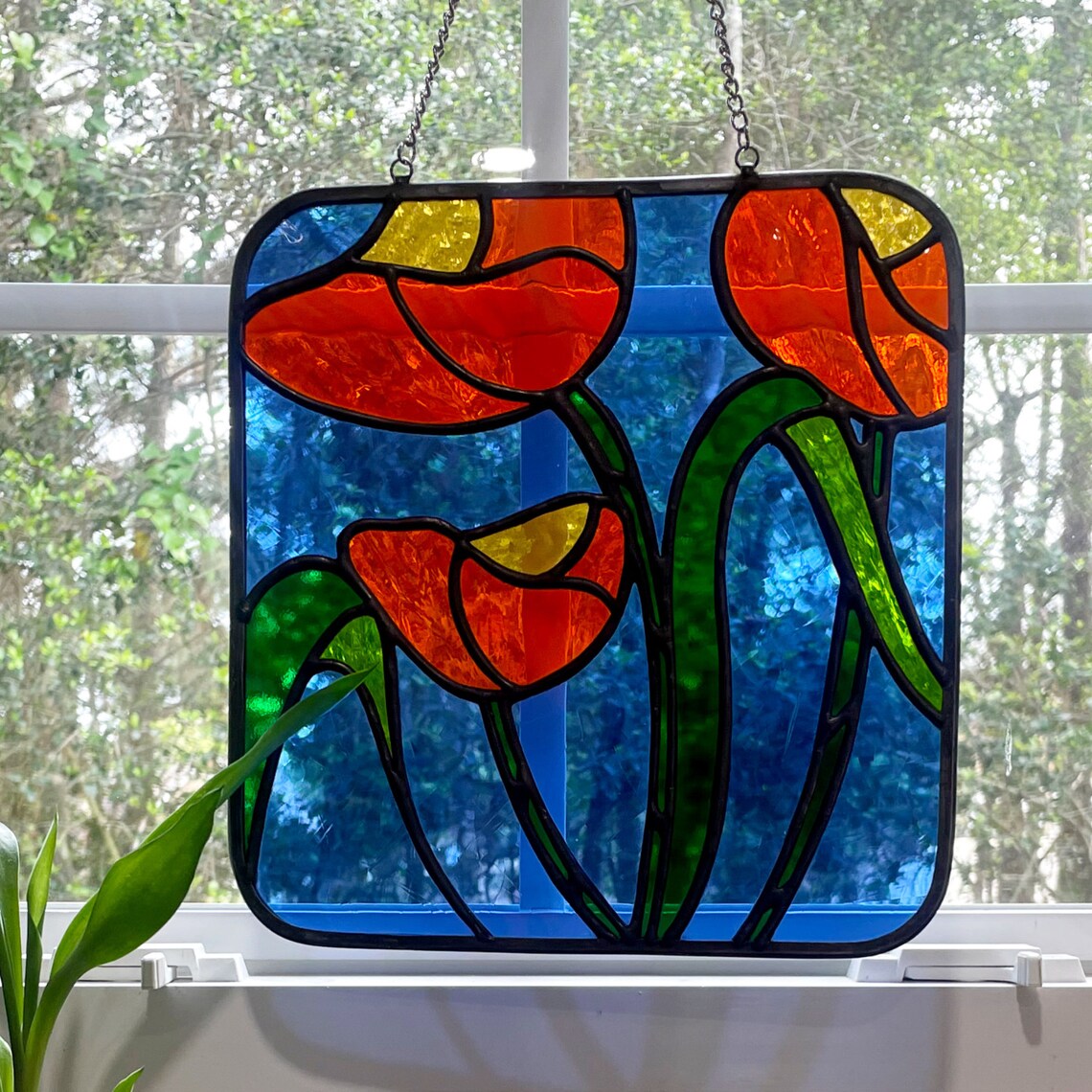 Modern Spring Flowers Stained Glass Pattern - Commercial Pattern - Etsy