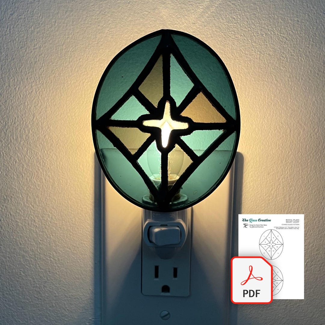 Geometric Royal Plaid Stained Glass Night Light Pattern - Etsy