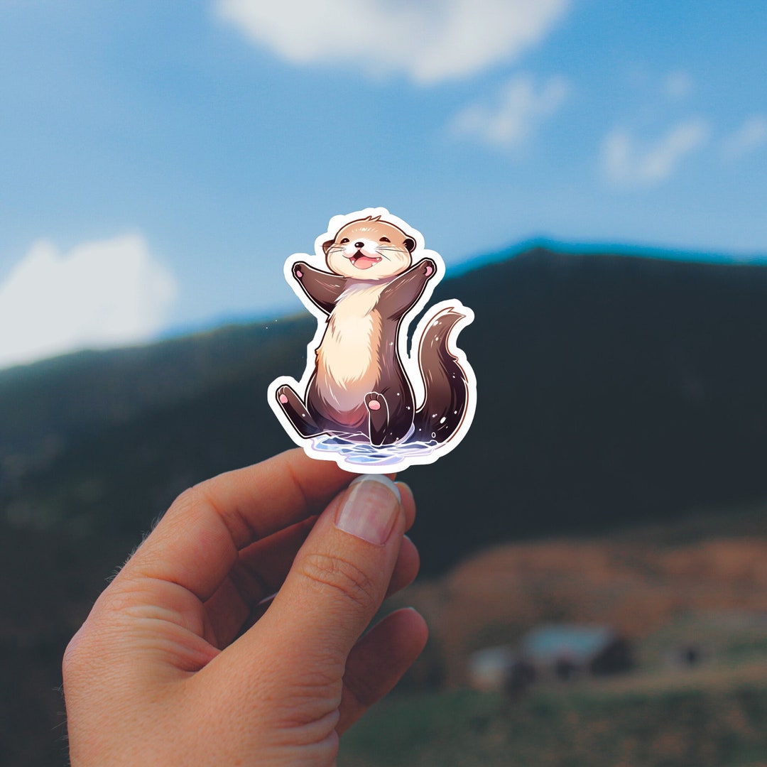 Playful Otter Sticker * Laptop Sticker* Water Bottle Sticker* Phone ...