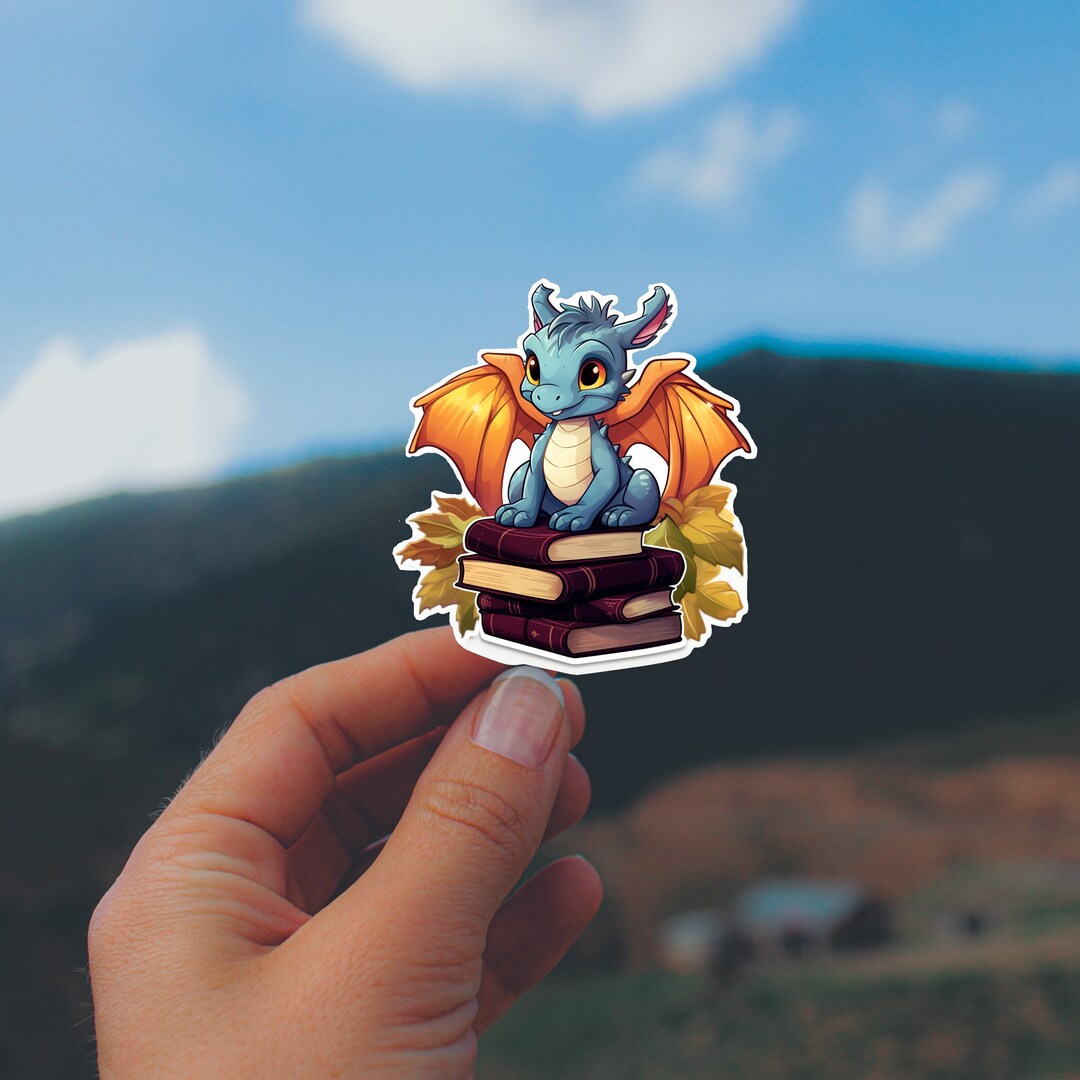 Cute Book Dragon Sticker * Kindle Sticker * Laptop Sticker * Phone ...