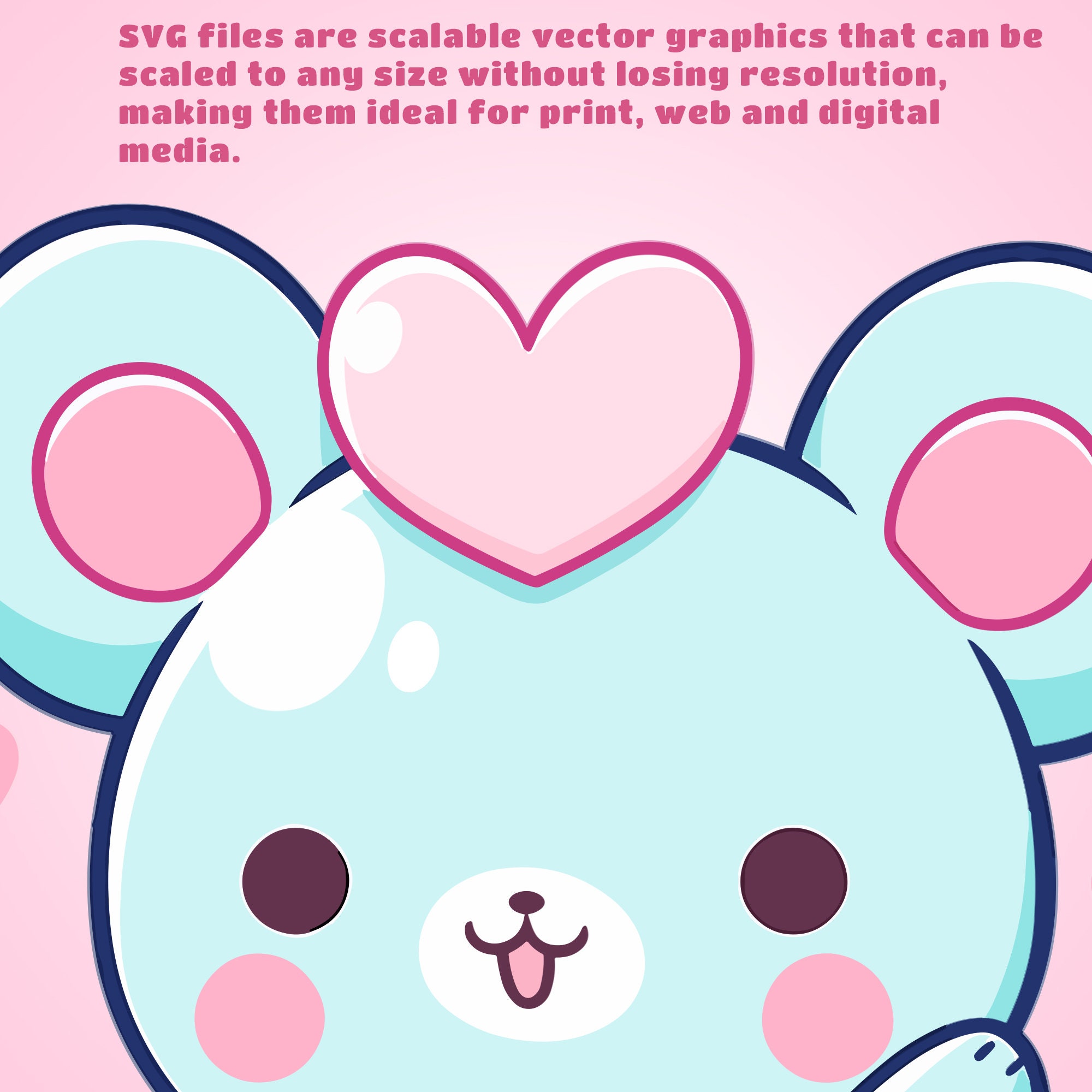 9 Cute SVG Happy Kawaii Animal Clipart Transparent Digital - Etsy