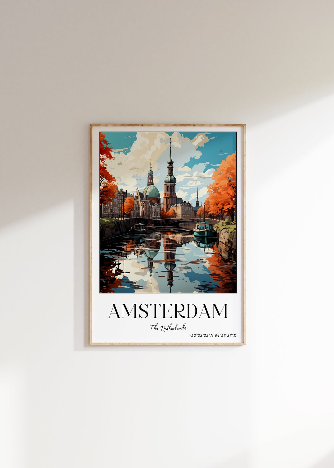 Amsterdam Travel Poster Printable Wall Art Hangable Living - Etsy