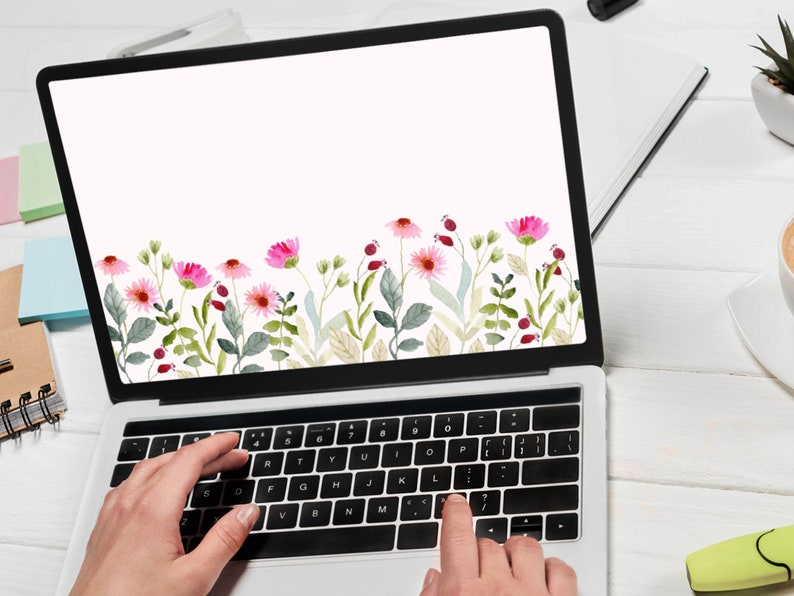 Pink Wildflower Wallpaper, Floral Computer Background (digital Download ...