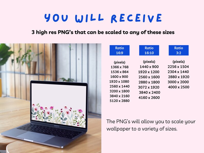 Pink Wildflower Wallpaper Computer Background Laptop Digital Download ...