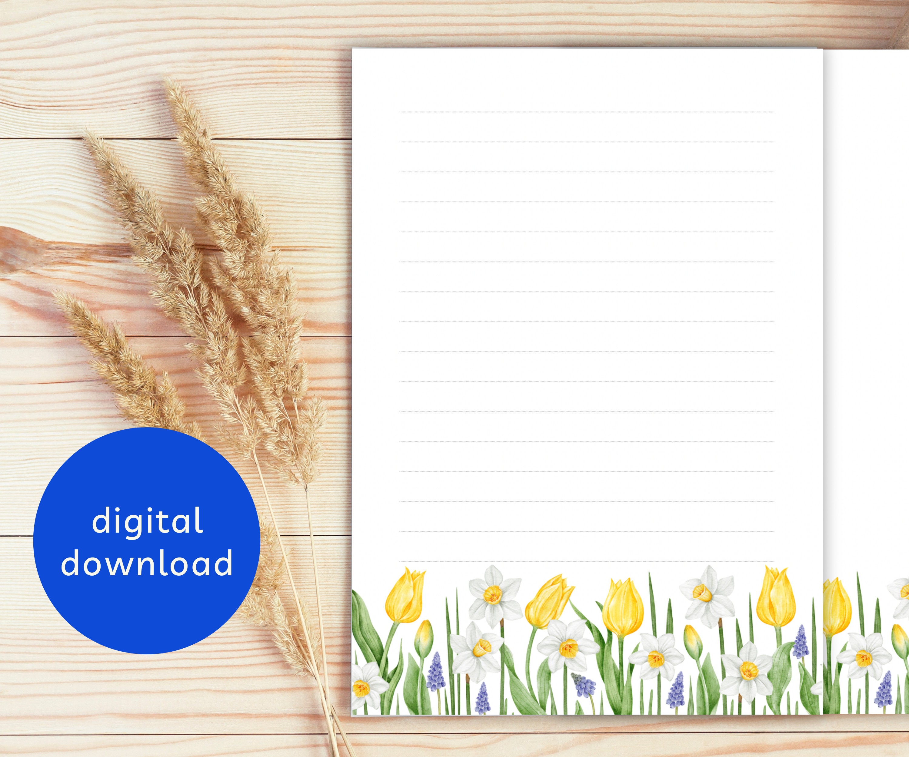 Tulip & Daffodil Printable Stationery, Letter Writing Stationery ...