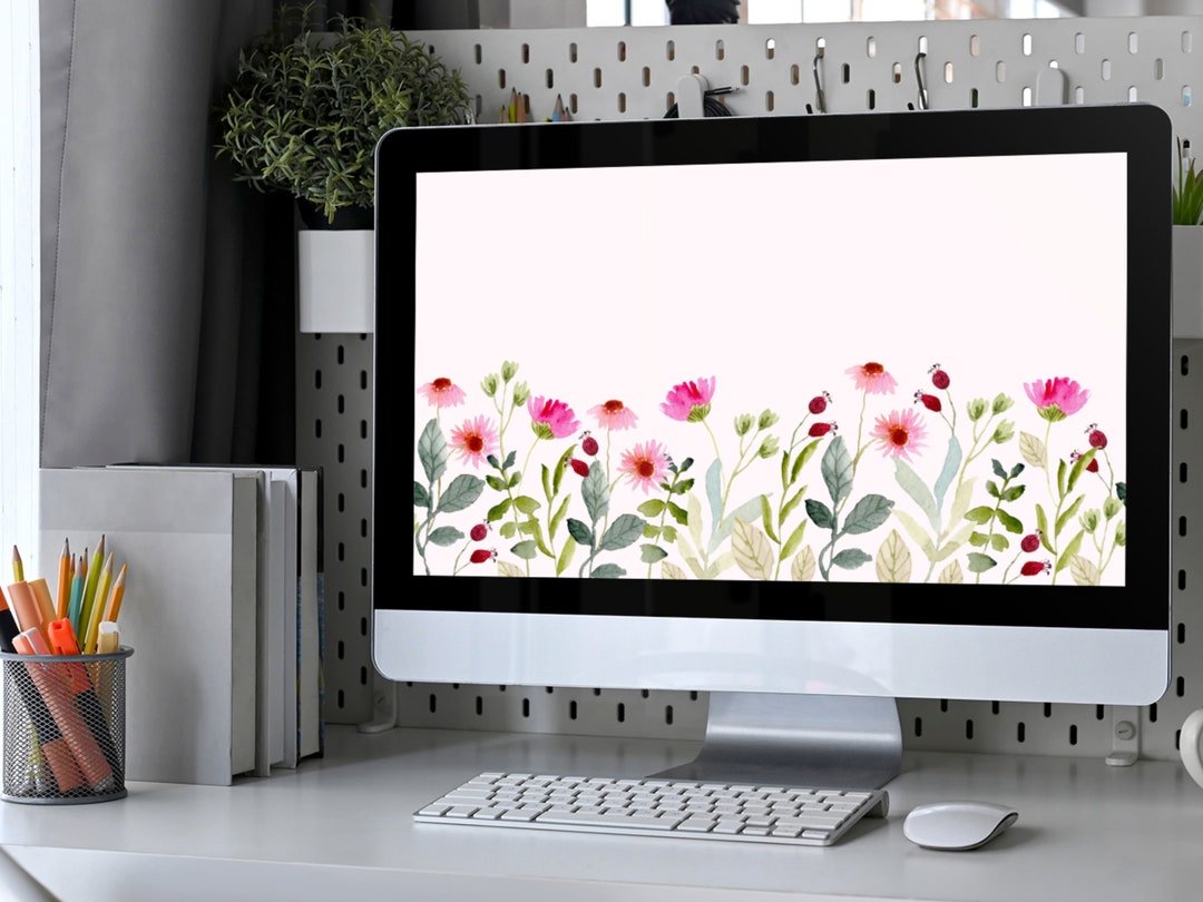 Pink Wildflower Wallpaper Computer Background Laptop Digital Download ...