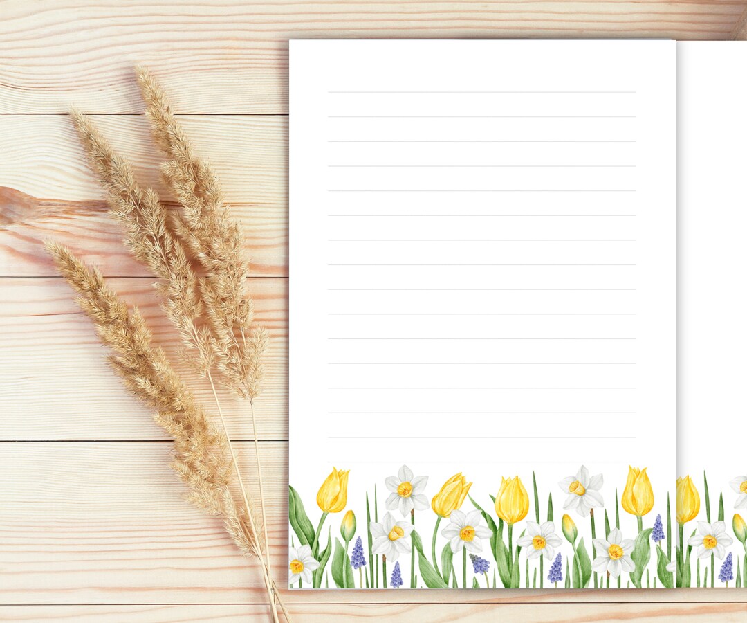 Tulip & Daffodil Printable Stationery, Letter Writing Stationery ...