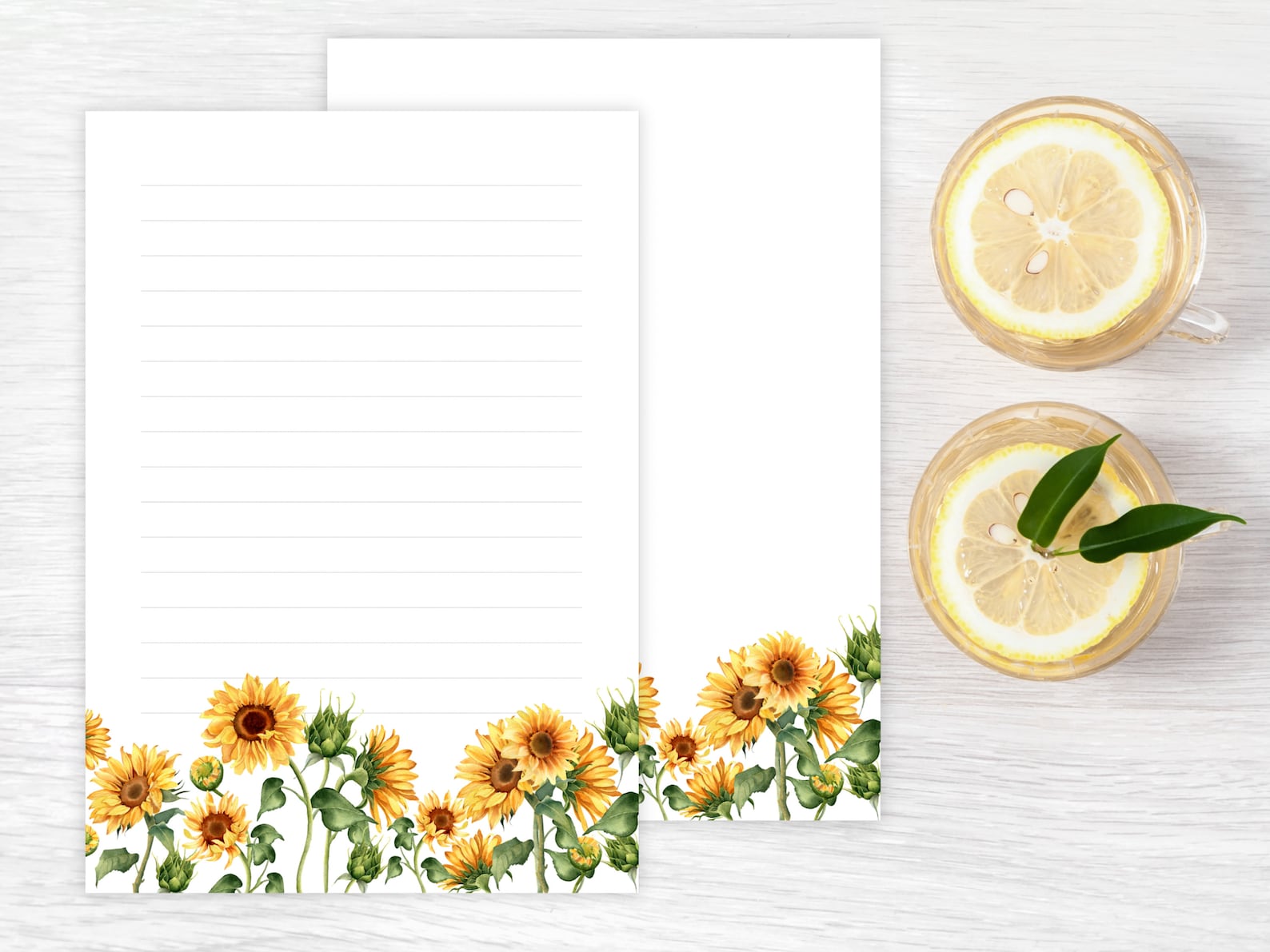 Sunflower Printable Stationary Lined Paper, Printable Writing Paper ...