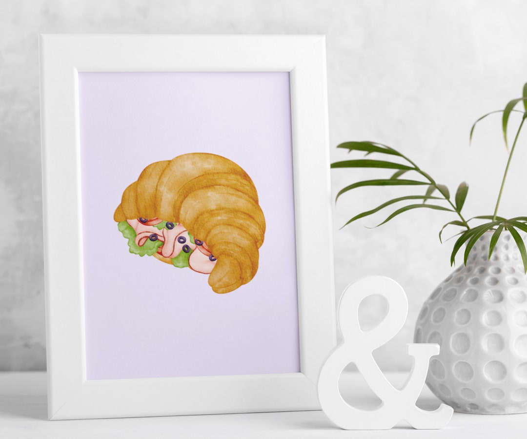 Ham Croissant Art Print, Printable Art, Digital Download, Ham Croissant ...