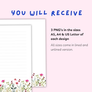 Pink Wildflower Printable Stationery, Floral Letter Writing Paper ...