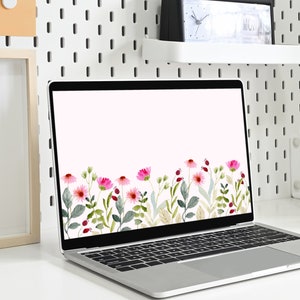 Pink Wildflower Wallpaper Computer Background Laptop Digital Download ...