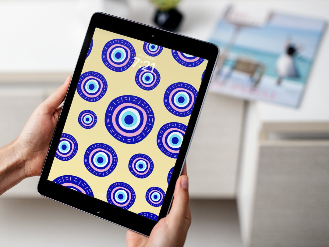 Evil Eye Pattern iPad Wallpaper, Lucky Tablet Background (digital ...