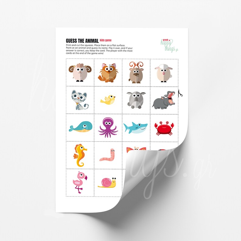 LEARNING GREEK Guess the Animal Game for Kids to Learn About Different ...