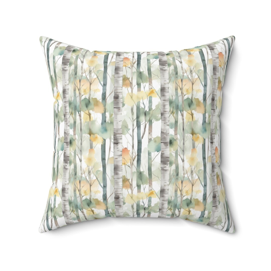 Birch Trees Faux-suede Throw Pillow | 3 Sizes Soft Suede Pillow ...