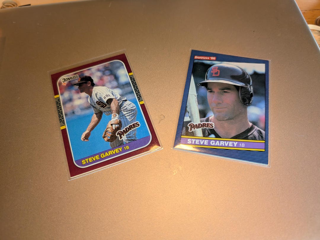 Padre's Super Star Steve Garvey in Two Donruss Cards 86 Donruss #63 and ...