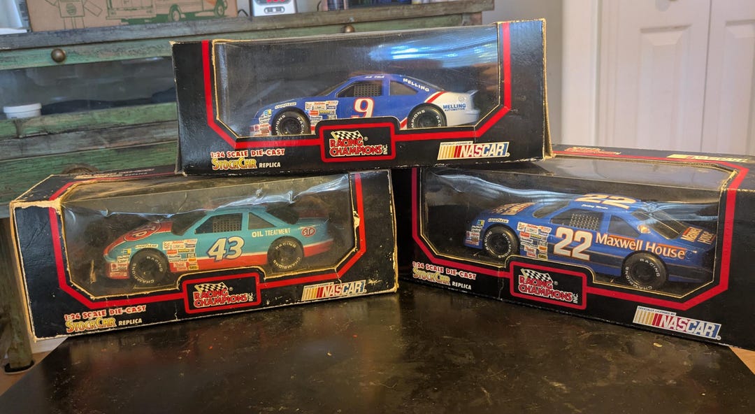 3 Vintage Nascar Stock Car Replicas. Die Cast Scale 1:24. Car 9 bill ...