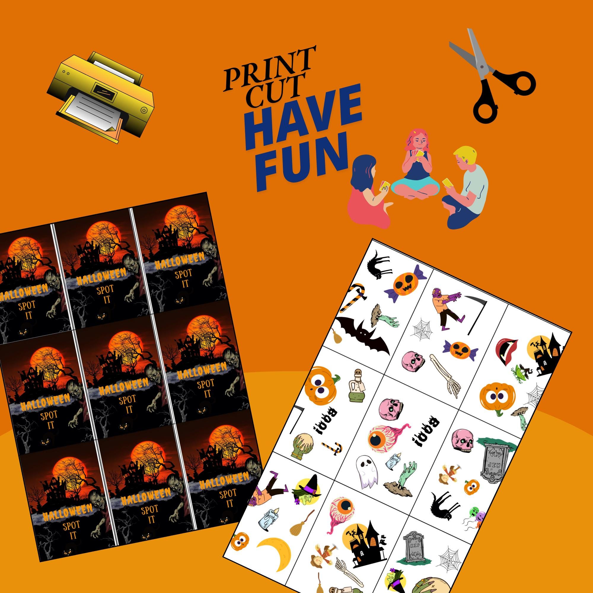 Halloween Dobble Game, Printable Halloween Card Game, Spot It Halloween ...