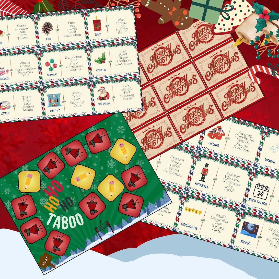 Taboo Game for Christmas, Digital Noel Taboo Cards, Taboo Cards for New ...