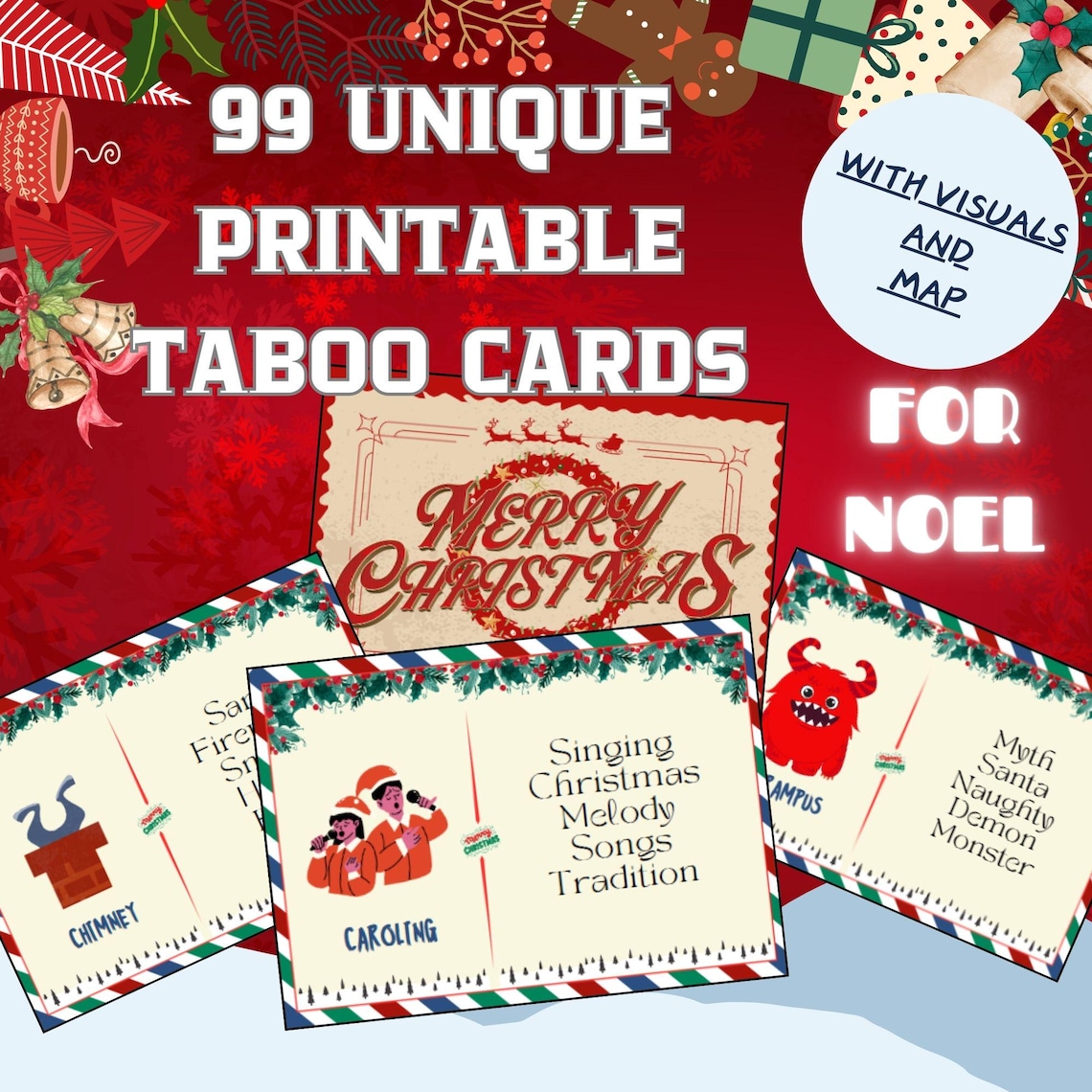Taboo Game for Christmas, Digital Noel Taboo Cards, Taboo Cards for New ...
