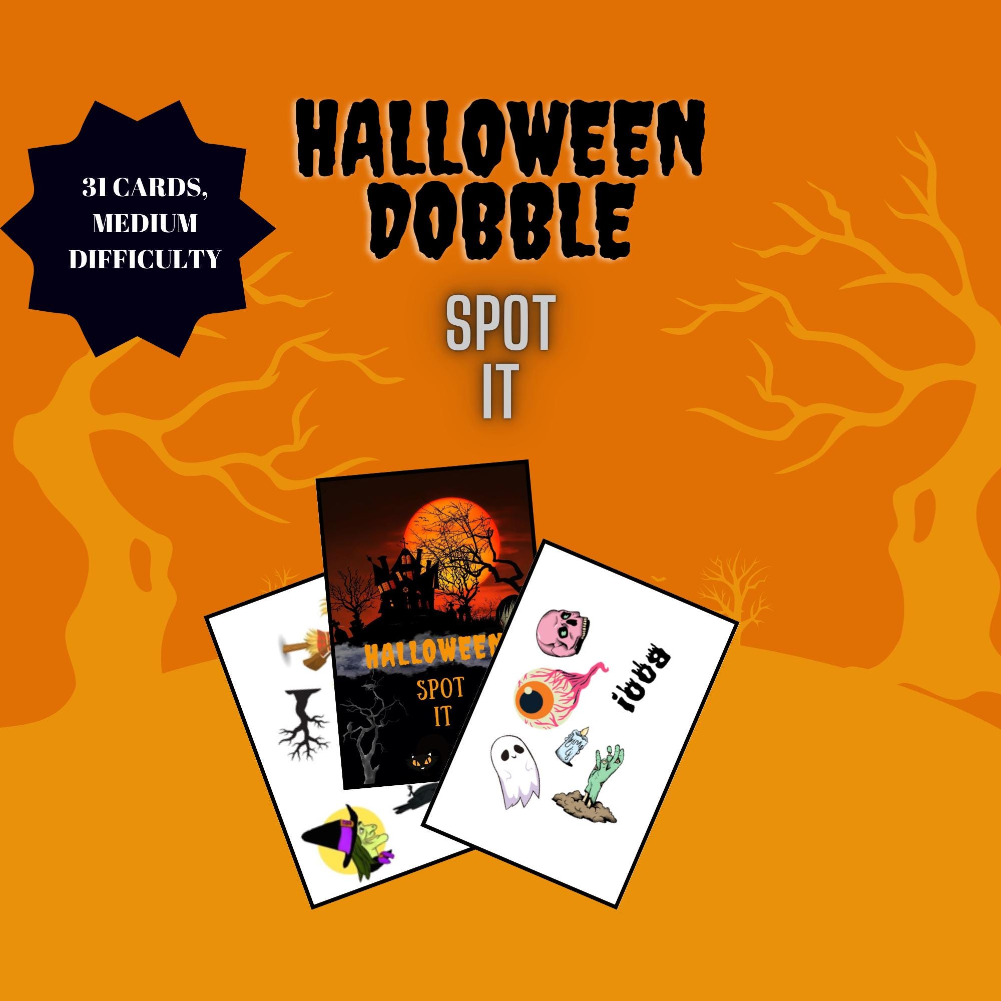 Halloween Dobble Game, Printable Halloween Card Game, Spot It Halloween ...
