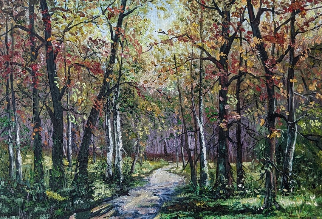 Original Colorful Forest Oil Painting on Canvas Realistic Trees ...