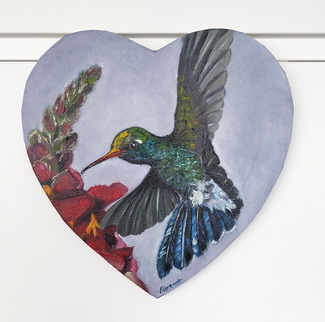 Hummingbird Original Oil Painting on Canvas Wall Decor Unique Gift ...