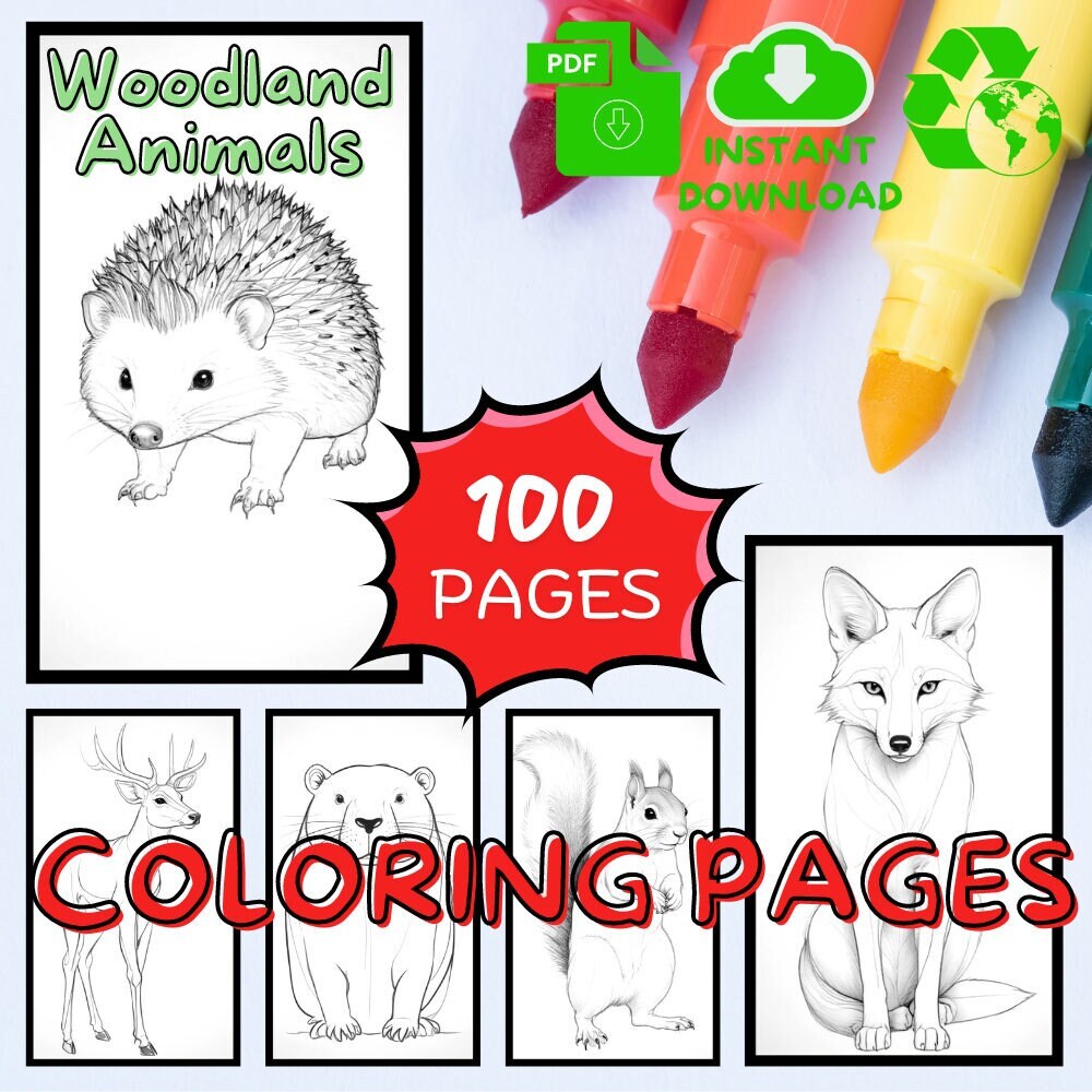 100 Woodland Animals Coloring Pages PDF - Perfect for Kids and Adults ...