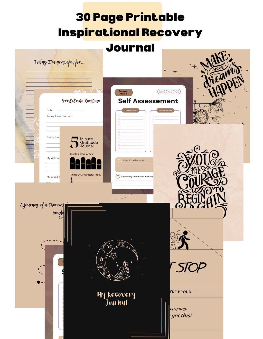 Printable Motivational Recovery Journal One Day at a Time - Etsy