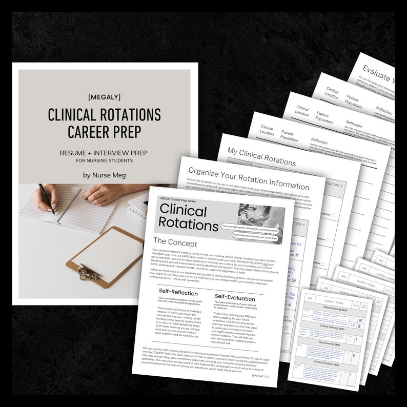 Clinical Rotations Organizer | Career Prep Guide | Nurse | Student ...