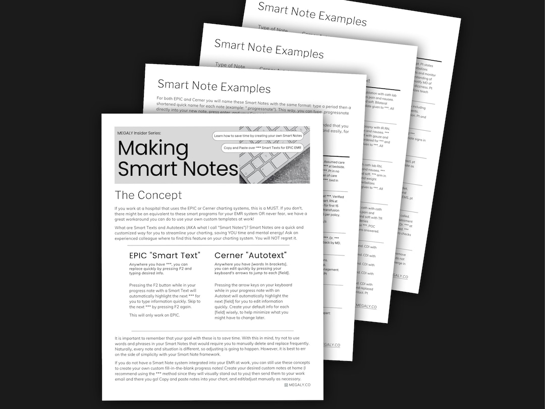 Smart Notes Guide and EPIC Templates | Nurse | Student | Instructor ...