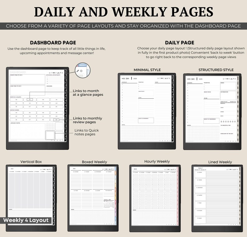 Templates for Remarkable Paper Pro MOVE, PREMIUM Work Planner 2026 2027 ...