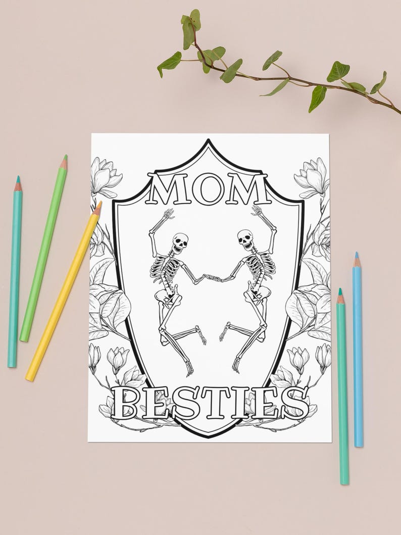 Mom Besties" Digital Coloring Page | Fun Printable for Moms | Best ...