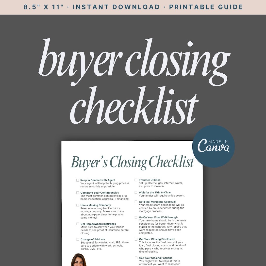 Customizable Buyer Closing Checklist Template - Real Estate Closing ...