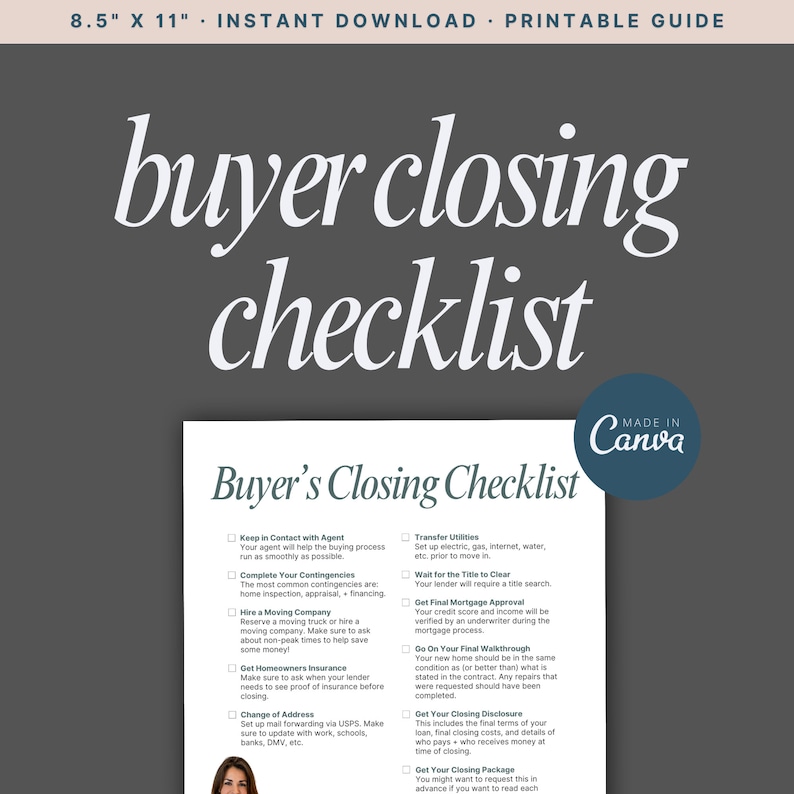 Customizable Buyer Closing Checklist Template - Real Estate Closing ...