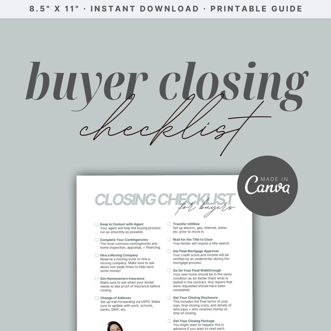 First Time Home Buyer Closing Checklist | Realtor Social Media Branding ...